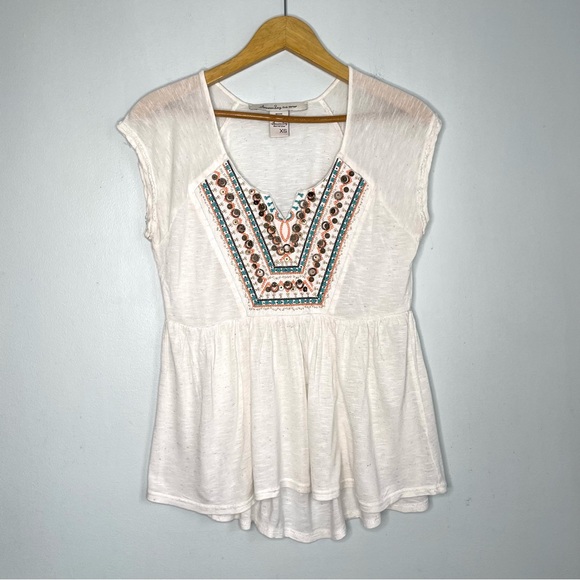 American Rag | Tops | American Rag Linen Blend Boho Cross Stitched ...